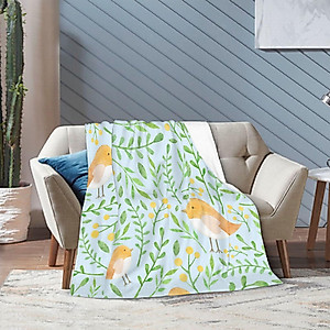 Throw Blanket 50x60 Inch,Birds Texture Watercolor Flannel Soft Cozy Fluffy Throw Blankets and Warm Throws for Adults in Couch Sofa Bed 60x50 Inch