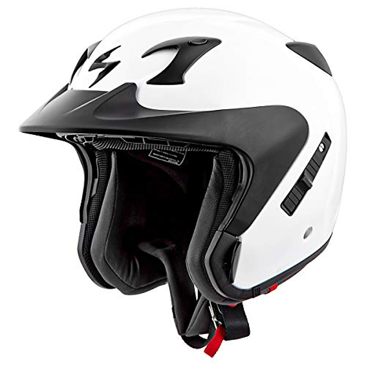 ScorpionEXO CT220 Open Face Adjustable Visor Dropdown Visor Adult DOT Approved Motorcyle Helmet Solid (White, XX-Large)
