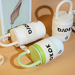 BJPKPK Insulated Stainless Steel Tumbler Cups 13oz Travel Coffee Mug With Lid And Handle,Dark Blue