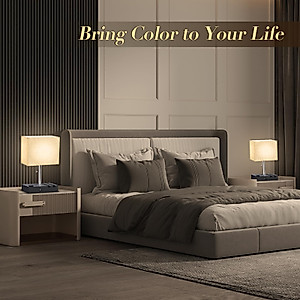 NEWREACH RGB Smart Table Lamp with Remote Control - Alexa Lamp for Bedroom with Voice & APP Control & Music Sync, Dimmable Nightstand Lamp with Charging Station for Living Room, Alexa Bulb Included