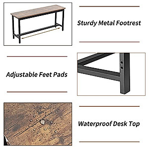 soges 3 Pieces Dining Table Set for 4, Dinner Table Set with 2 Benches, Rustic Wood Breakfast Table Set with Wine Rack and Glass Holder, Nesting Dinette Set for Kitchen Dining Room