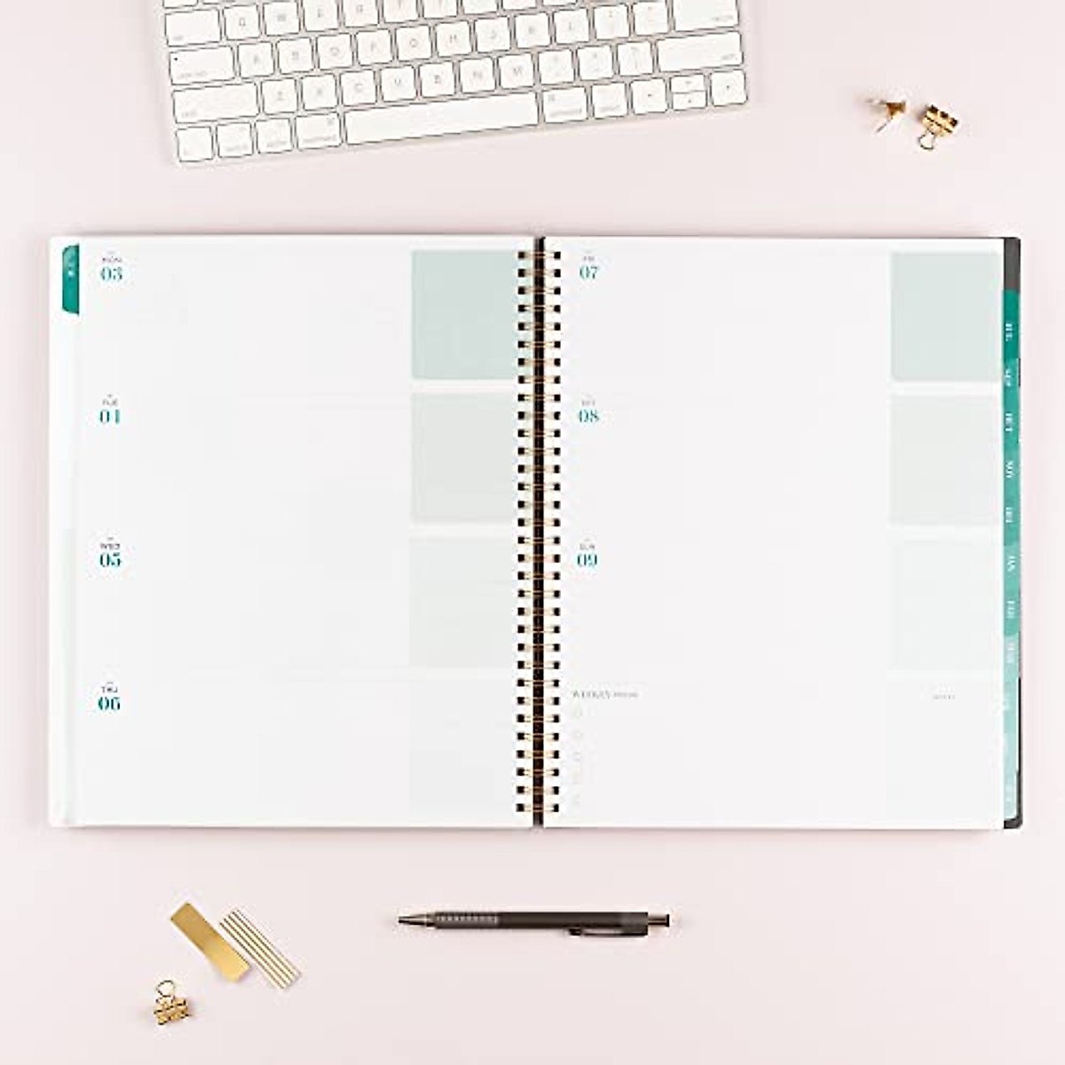 Blue Sky inkWELL Press for 2023-2024 Academic Year Weekly and Monthly Planner, 8.5' x 11', Flexible Cover, Wirebound, Ombre Diamond Charcoal (136451)