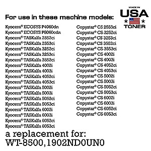 MADE IN USA TONER Premium Waste Container for Kyocera Copystar P8060cdn, TASKalfa 2553ci, 3252ci, 4002i, 5002i, 5052ci, 6052ci, WT-8500 (2 Pack, Waste containers)