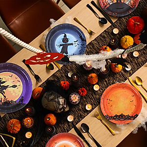 Aneco 60 Pieces Halloween Party Plates Paper Plates Disposable Plates Round Plates Party Supplies for Halloween Party, 9 Inches