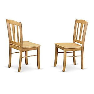 East West Furniture Dublin 3 Piece Set for Small Spaces Contains a Round Dining Room Table with Dropleaf and 2 Wood Seat Chairs, 42x42 Inch, Oak