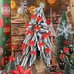 WHQXFDZ 160 Pieces Mini Red and Green Ribbon Bows Christmas Bows for Wedding Birthday Christmas Tree Crafts Home Decoration DIY Making(Red)