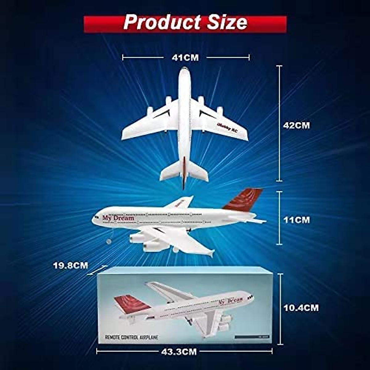 Landbow Remote Control Airplane – 2.4Ghz 3 Channels RC Plane Ready to Fly, 410mm Wingspan 6-Axis Gyro RC Airplane for Kids & Adults, Stability Flight RC Aircraft for Beginner