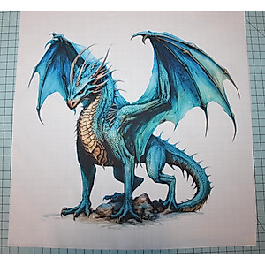 Fabric Panel 14"x14" Watercolor Dragon 100% Cotton Quilting Panel Square AM1729