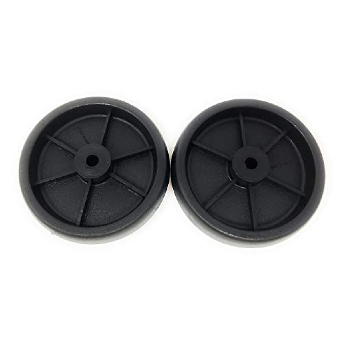 Nickanny's Set of 2 Replacement BBQ Grill Wheels Pair Set Kit-Solid Plastic Wheel 5” x 1.5” w/ 3/8” Axle Hole for Outdoor Charcoal Gas Smoker Barbecue Pit- Rueda and Llantas Parts
