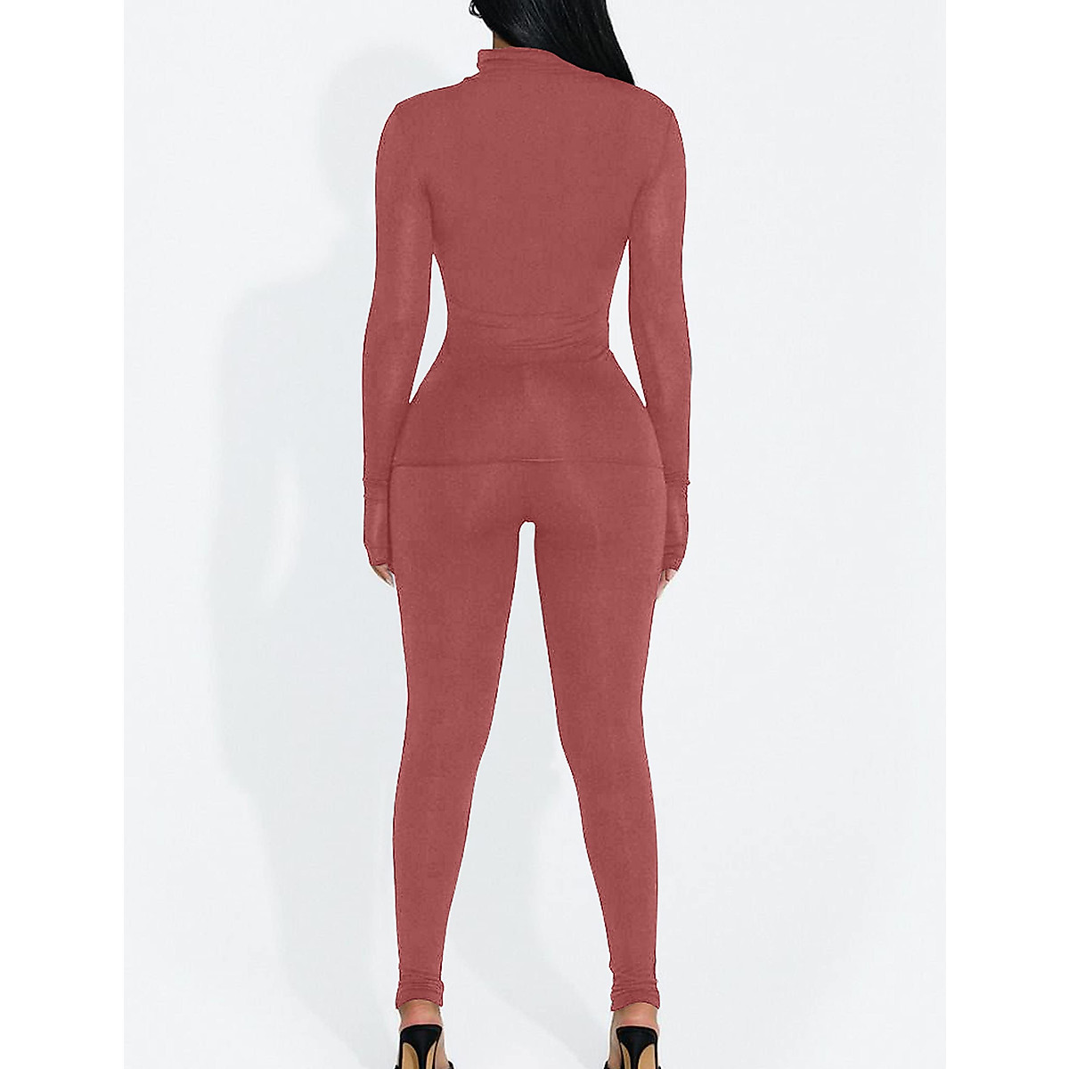 VASAUGE Women's Thermal Underwear Turtleneck Long Johns Base Layer Cold Weather Sets, X-Large, Dark Pink