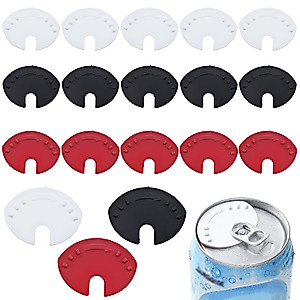 18 PCS Soda Can Covers Lids, Can Sealer Beverage Can Cap Can Protector, Plastic Can Covers, Spill Guard for Beer Juice Soda and More(Black, White, Red)