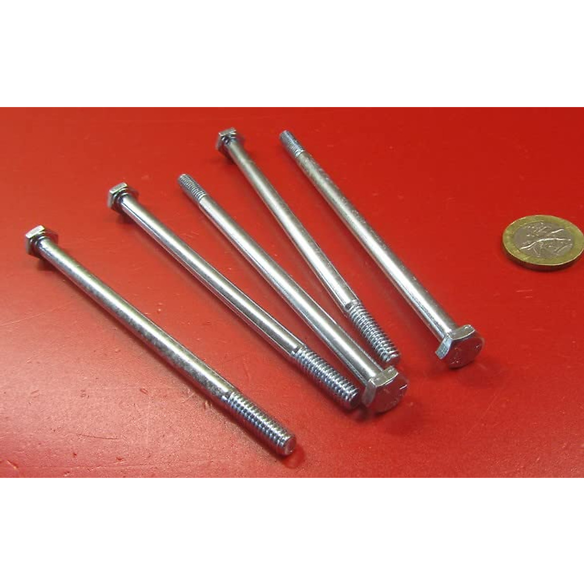 Grade 5 Zinc Steel Hex Bolts RH PT 1/4"-20 x 5.00" Length 50 pcs