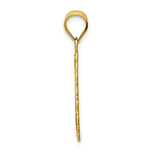 14k Yellow Gold Solid Gemini Zodiac Oval Brushed Matte Finish Pendant Charm - 25mm x 18mm