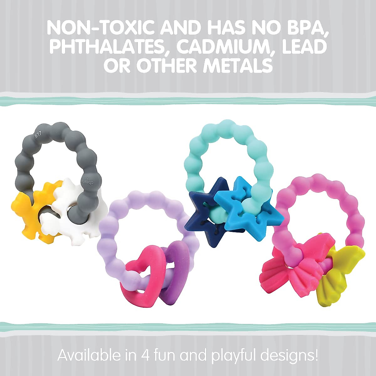 Chewbeads Central Park Teether - 100% Silicone Teething Ring for Infants, Babies & Toddlers - Textured Baby Silicone Teether - Ages 6 Months+ - Butterfly