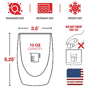 Eparé Stemless Wine Glasses - 13 oz Set of 4 Double-Walled Hand Blown No Stem Wine Glasses - Stemless Red & White Clear Wine Glass Tumblers for Wedding