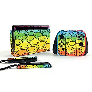 MightySkins Skin Compatible with Nintendo Switch OLED - Happy Faces | Protective, Durable, and Unique Vinyl Decal wrap Cover | Easy to Apply, Remove, and Change Styles | Made in The USA