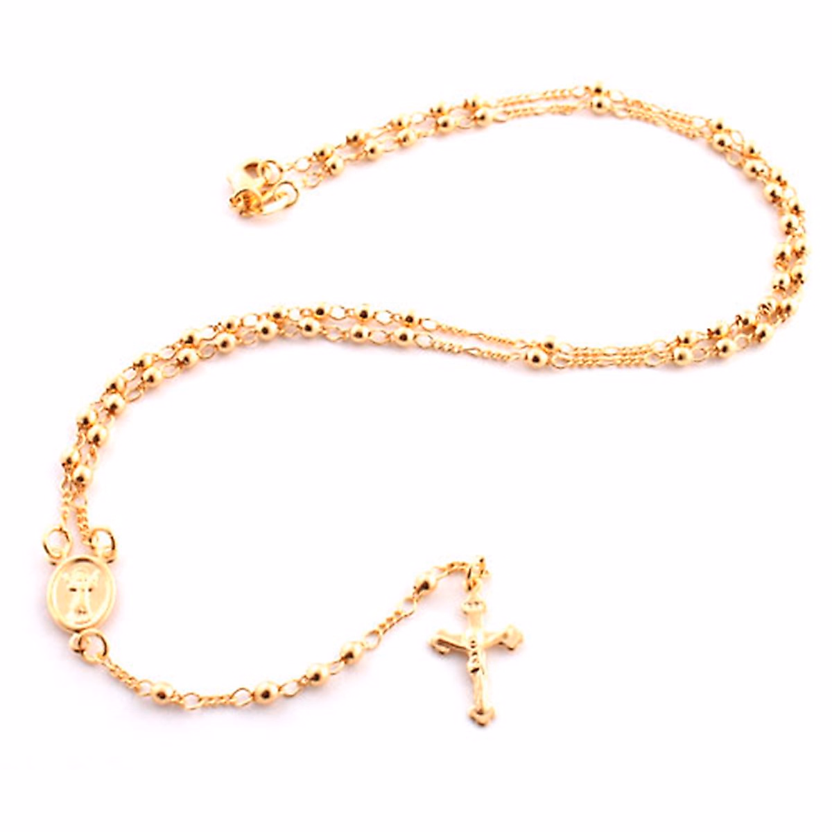 JOTW Gold Overlay 18" Pendant Necklace (Jesus On The Cross Pendant & Open Arms Charm)