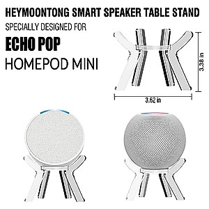 HeyMoonTong Smart Speaker Table Stand - Acrylic Decorative Holder for Echo Pop and Apple Homepod Mini, Exquisite Desktop Decorative Accessories for Office/Room (Clear)
