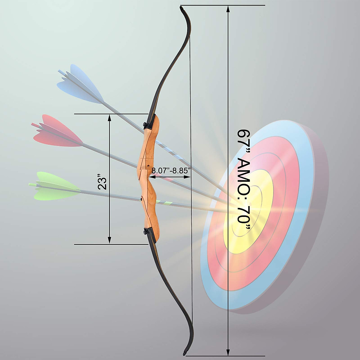 SinoArt 70" Takedown Recurve Bow Adult Archery Competition Athletic Bow Weights 14-40 LB Right Handed Archery Kit for Outdoor Training Hunting Shooting(24LBs, Right Hand)