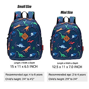 JinBeryl Toddler Backpack Boys, 12 Inch Kids Backpack for Preschool or Kindergarten, Dinosaur Navy Blue