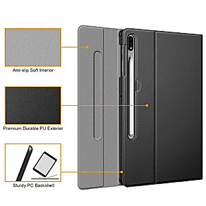 FINTIE Keyboard Case for Samsung Galaxy Tab S8 Plus 2022/S7 FE 2021/S7 Plus 2020 12.4 Inch with S Pen Holder, Slim Stand Cover Detachable Wireless Bluetooth Keyboard, Black