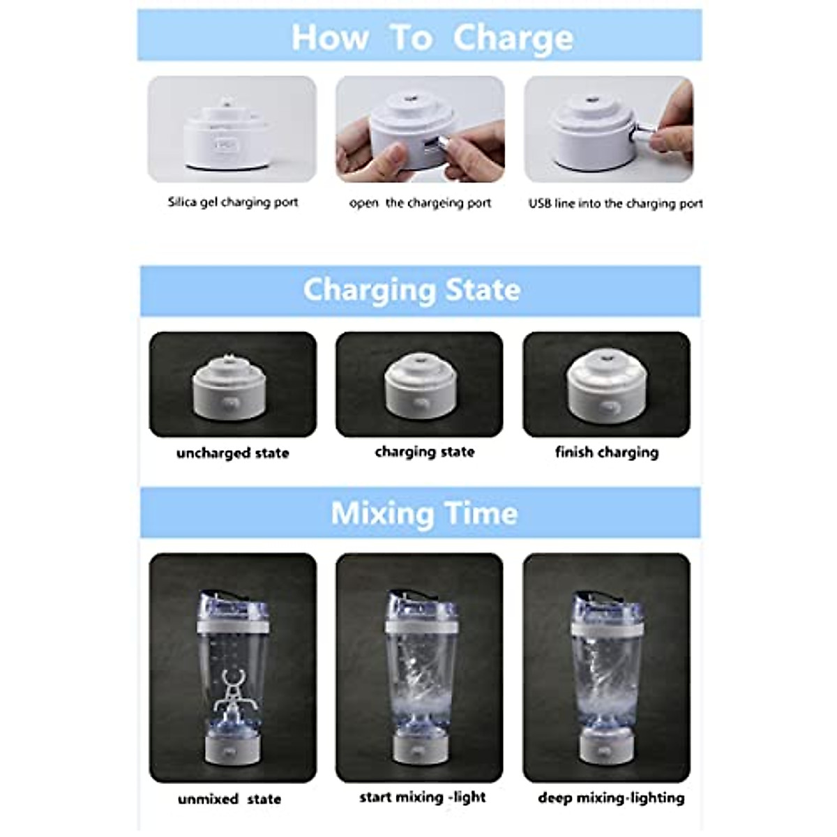 “N/A" Protein Powder Automatic Blender Powder Electric Shaker Cup USB Recharging Mixer 16OZ Purple USB Charging Model - Colorful Lights