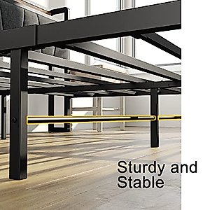 LIKIMIO King Size Bed Frame, Storage Headboard with Charging Station, Solid and Stable, Noise Free, No Box Spring Needed, Easy Assembly