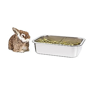 Yangbaga Stainless Steel Litter Box for Kittens, 4 in Height Easy Entry, Odor Control, Non Stick, Easy to Clean,Litter Box for Rabbits, Ferrets,Guinea Pigs and Hamsters (16'' x 12'' x 4'')