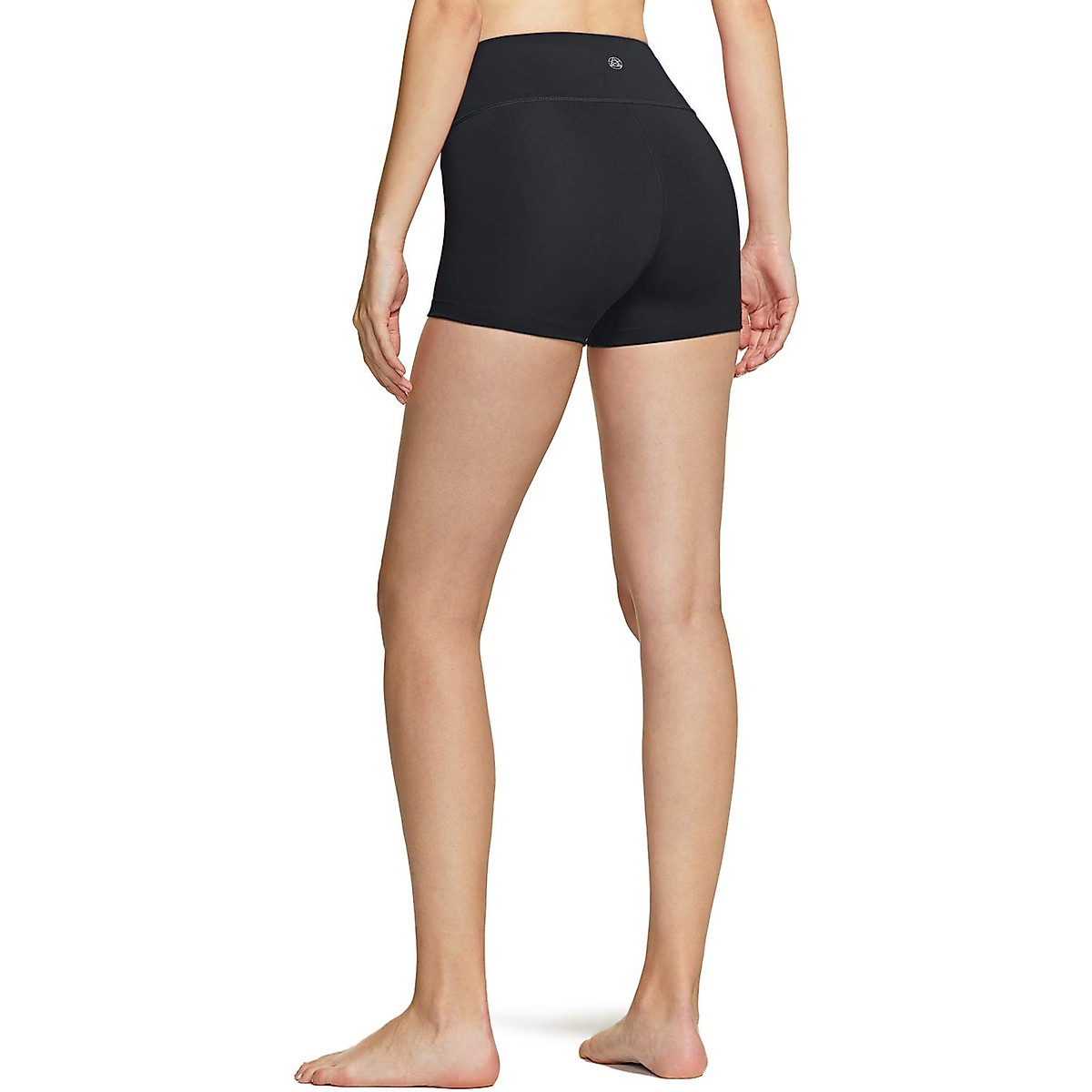 TSLA Women's High Waisted Bike Shorts, Workout Running Yoga Shorts with Pocket, Athletic Stretch Exercise Shorts, 3'' Black, Medium