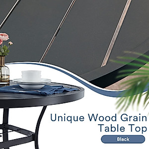 VICLLAX Outdoor Patio Round Dining Table, 42"x 42" Metal Slatted Round Tabletop with Adjustable Umbrella Hole for Deck Lawn Garden Backyard, Black