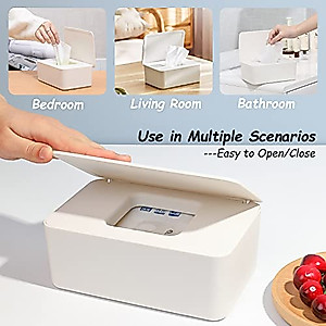Wipes Dispenser, Wipe Holder for Baby & Adult, Seposeve Refillable Wipe Container, Keeps Wipes Fresh, Far from Dirty Wipes, Easy Open/Close Wipes Pouch Case, White