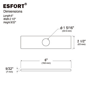 ESFORT 6” Hole Cover Deck Plate Escutcheon for 1 or 3 Hole Bathroom Sink Faucet, Stainless Steel Rectangle