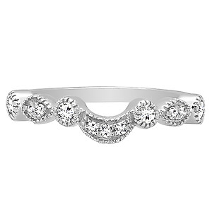 Dazzlingrock Collection 0.15 Carat (ctw) 14K Round Cut Diamond Wedding Stackable Contour Guard Band, White Gold, Size 7