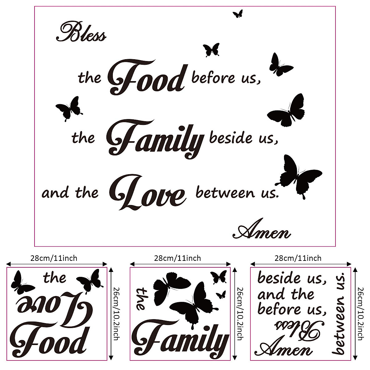 Kitchen Wall Decor Kitchen Wall Stickers Dining Room Wall Decor Dinner Prayer Wall Decor Bless The Food Before US Sign Prayer Room Table Decor Family Stickers for Home Wall Decorations(2)