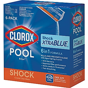 Clorox Pool&Spa 33506CLX Pool Shock XtraBlue (6 1-lb Bags), 6 Pack, White