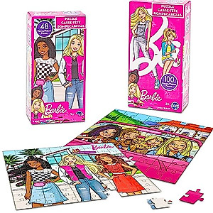Barbie Premier Puzzle Activity Set - Bundle with 2 Barbie Jigsaw Puzzles (48pc, 100pc), Stickers, More | Barbie Party Supplies for Girls, Kids