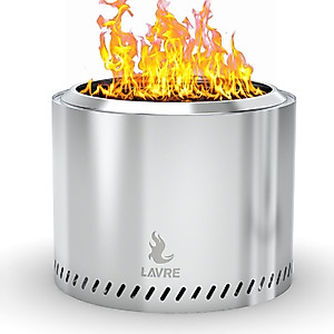 OutVue 15 inch Stainless Steel Smokeless Fire Pit, Outdoor Smokeless Firepit, Wood Burning Fire Pits for Camping, Bonfire, Low Smoke Firepit for Outside (Oblique Hole)