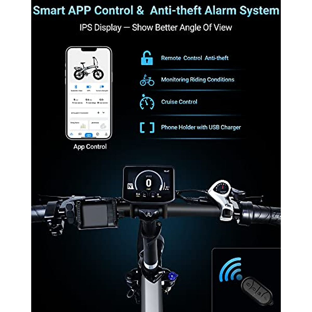 Luckeep Folding Electric Bike for Adults, 750W BAFANG Motor, 48V 15AH Battery, 30MPH 60Miles Range, Hydraulic Disc Brake, APP Control, Keyless Control 20*4" Fat Tire Foldable Ebike, Shimano 7-Speed UL