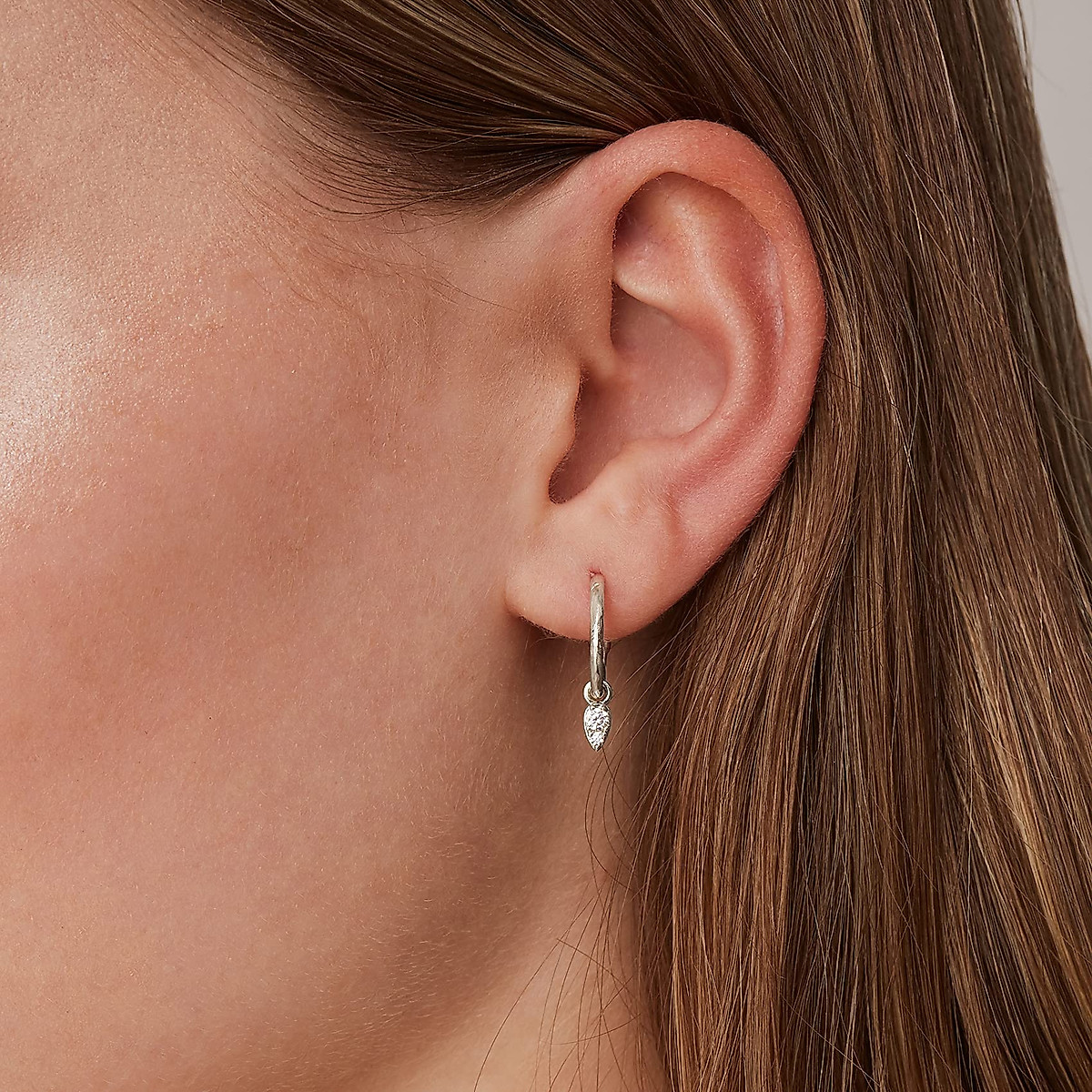 PAVOI 14K White Gold Plated 925 Sterling Silver Post Huggie With Dangle | Small Hoop Earrings With Posts For Women | Trendy Tear Drop Shaped Cubic Zirconia Dangle Hoop Earrings |CZ Huggie Earrings