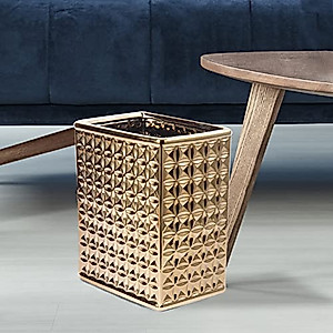 BASDHE Bathroom Accessories Set 5 Piece Bath Ensemble Includes Soap Dispenser, Toothbrush Holder, Toothbrush Cup, Soap Dish and Trash Can for Decorative Countertop and Housewarming Gift, Gold