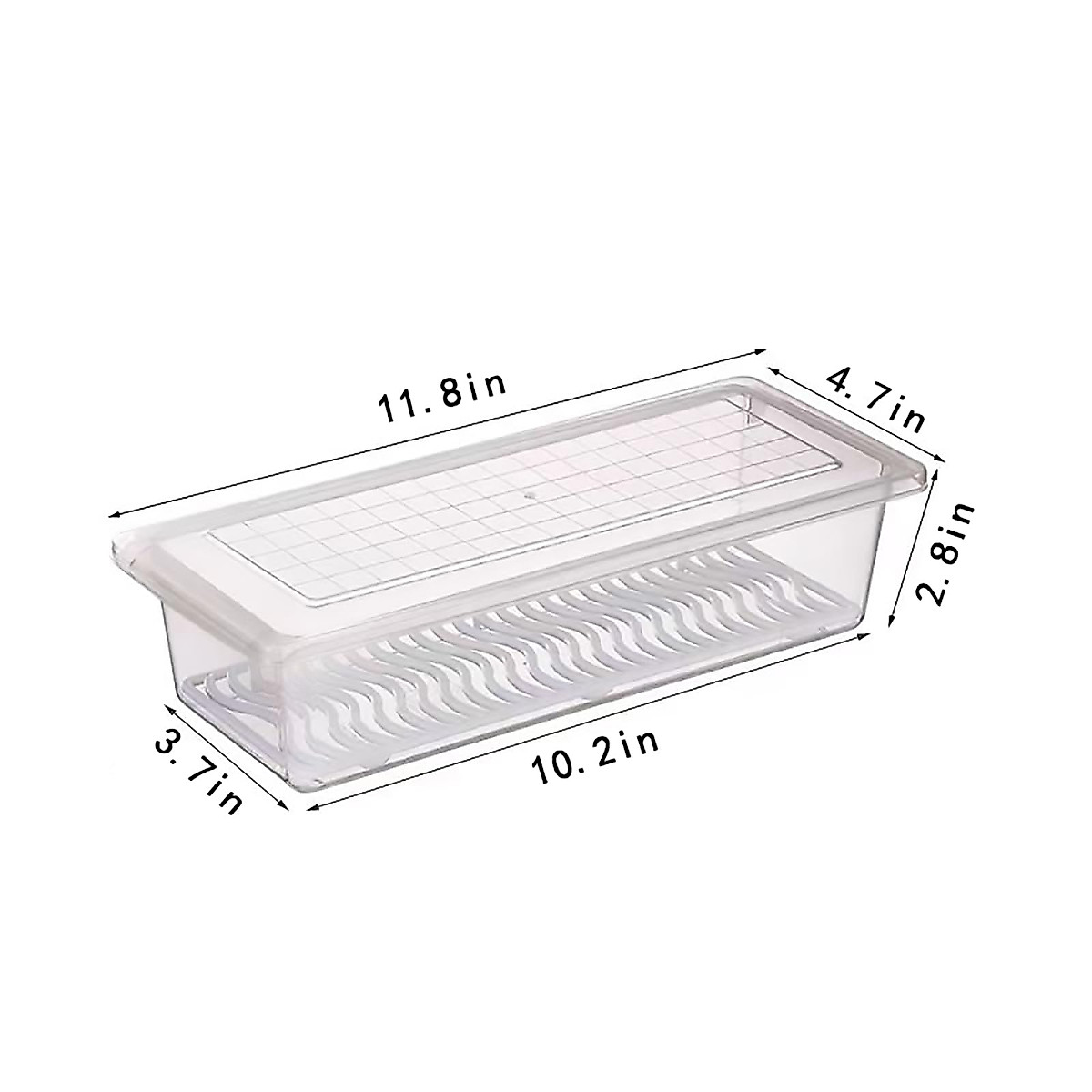 2PC Fruit Storage Containers for Fridge - 1.5L Produce Saver Containers for Refrigerator with Removable Drain Tray Keep Fresh for Produce, Bacon, Fruits and Vegetables