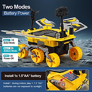 Aucogia Solar Power Mars Rover STEM Educational Toys for Kids Ages 8-12, Space Toys DIY Science Kit with Two Energy Modes as Birthday Gifts for 8 9 10 11 12 Years Old Boys Girls Teens