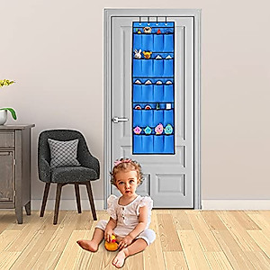 HAAPPYBOX Over The Door Kids Shoes Rack 20-Pocket Kids Toy Organizer 5-Layer Hanging Closet Organizer Storage Shelf | Blue
