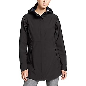 Eddie Bauer Women's RipPac Stretch Waterproof Rain Parka, Black, XX-Large