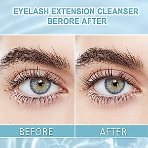 BUCICE Eyelash Extension Kit, 50ml Lash Shampoo Lash Mousse for Eyelash Extensions Cleanser, Lash Fan USB Handheld Air Conditioning Blower Fan, with Mascara Brushes Nose Brushes and Wash Bottle Set