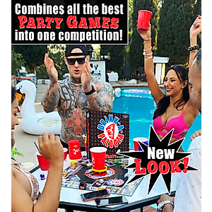DRINK-A-PALOOZA Drinking Games for Adults - Competitive Board Game for Parties, 21st Birthdays, and Game Nights; Features Drinking Card Games, Beer Pong, and Couples Games – The Perfect Novelty Gift