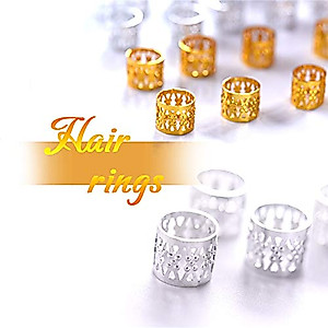 Alileader 100pcs Gold Hair Accessories - Hair Beads for Dreadlocks, Braids and Locs, Hair Clips, Hair Cuffs and Jewelry (Golden)