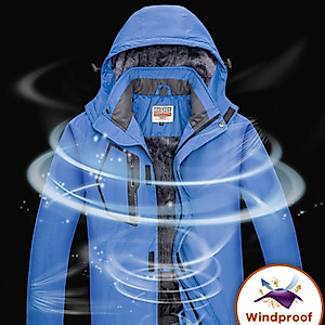 WULFUL Men's Waterproof Ski Jacket Warm Winter Snow Coat Mountain Windbreaker Hooded Raincoat
