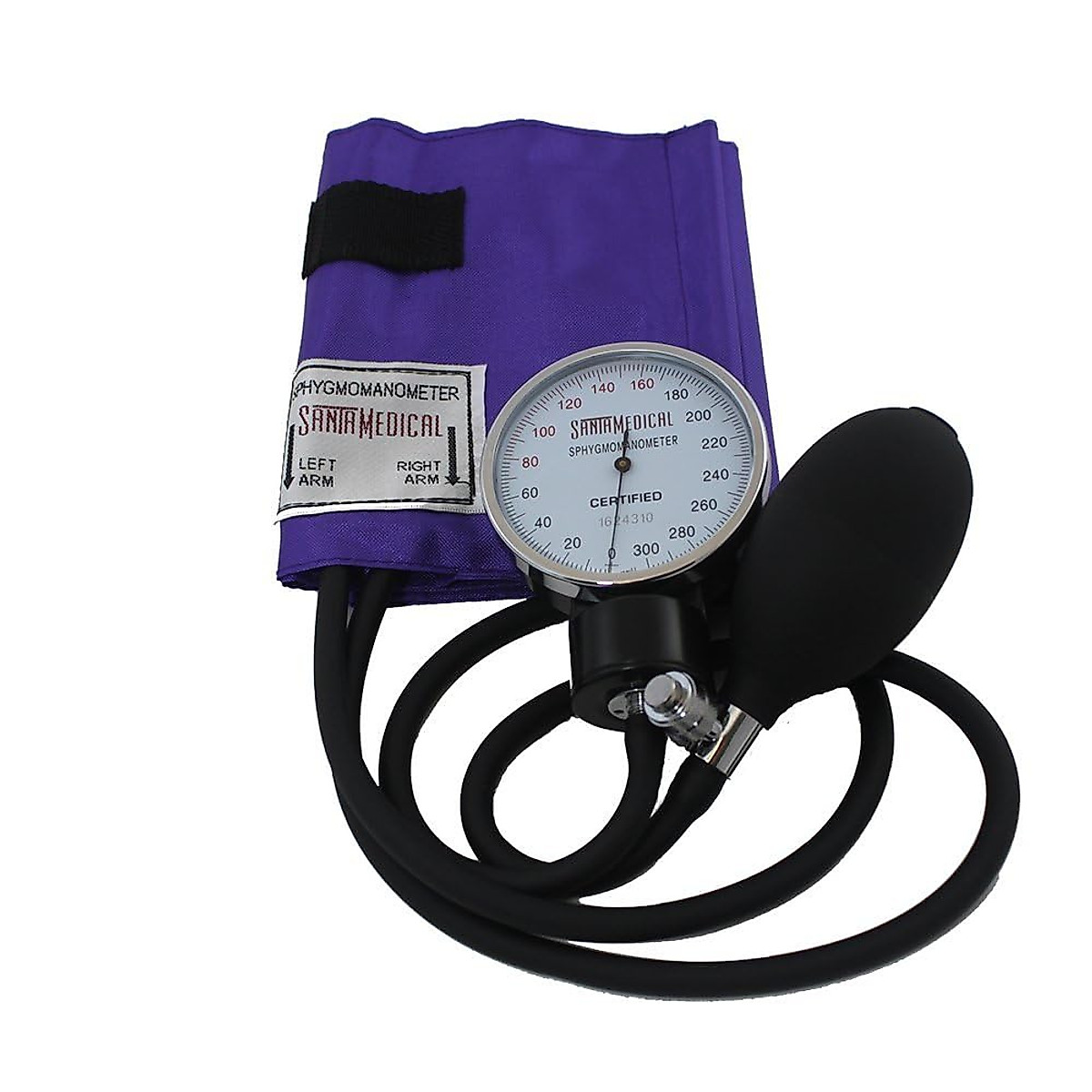 Santamedical Adult Deluxe Aneroid Sphygmomanometer with Stethoscope, Cuff and Carrying case Purple
