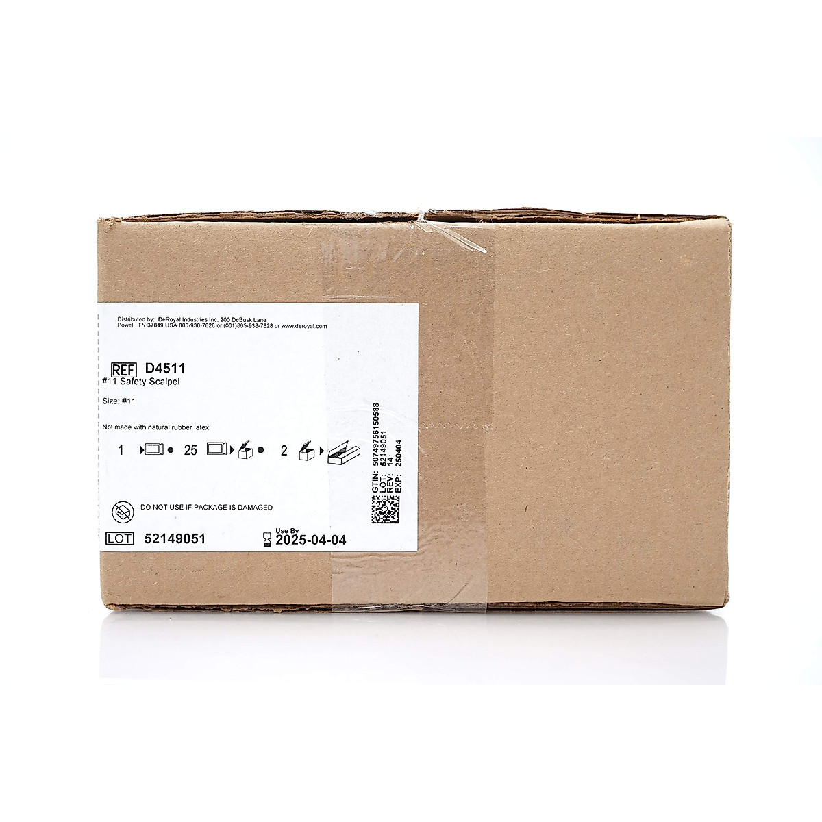 DeRoyal D4511 Safety Scalpel, Size #11, Sterile, Pack of 50